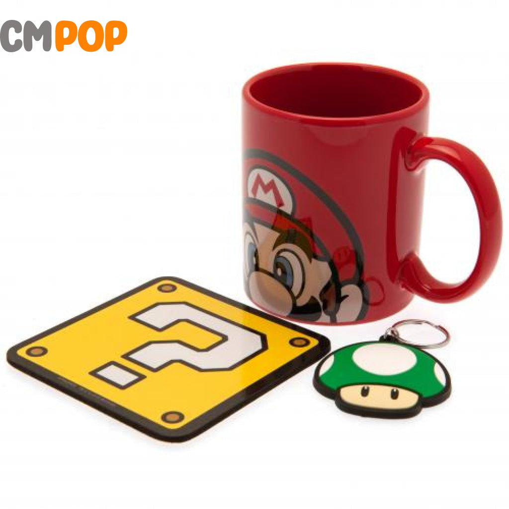 Super Mario - Gift Set (Mug, Coaster & Keychain) - Mario